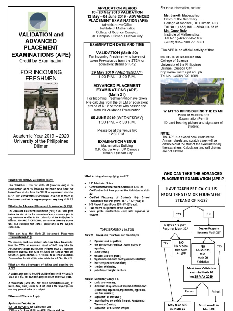 Application and Examination Details for the 2019-2020 Advanced ...