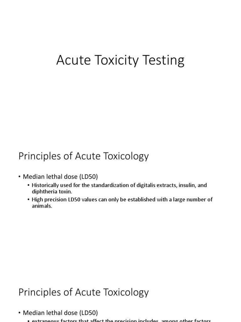 Acute Toxicity Testing Guide | PDF | Toxicity | Dose (Biochemistry)