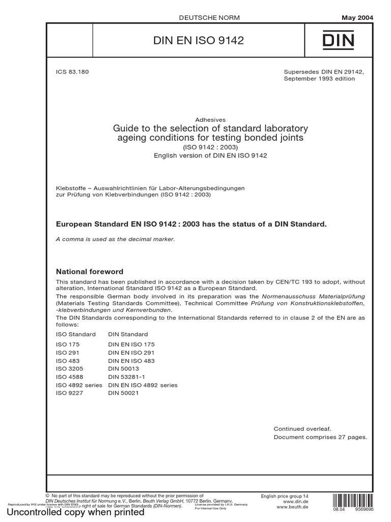 DIN EN ISO 9142_2004-05 bonding tests | International Organization For ...