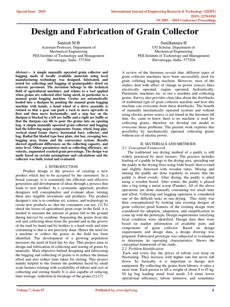 Manual Grain Collecting Machine Design | PDF | Sheet Metal | Metal ...