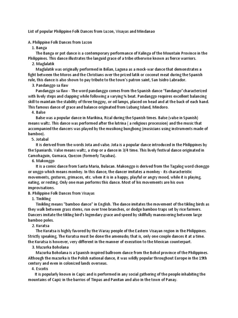 List of Popular Philippine Folk Dances From Luzon | PDF | Philippines ...