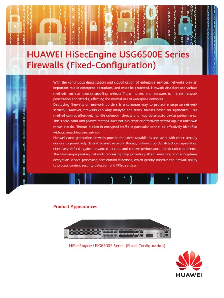 HUAWEI HiSecEngine USG6500E Series Firewalls (Fixed-Configuration ...