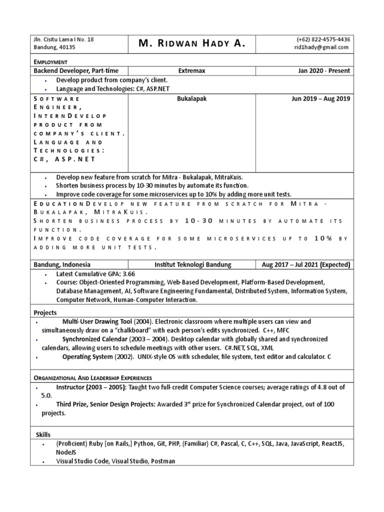 Gayle McDowell CareerCup Sample Resume | PDF | Web Application | Software Engineering