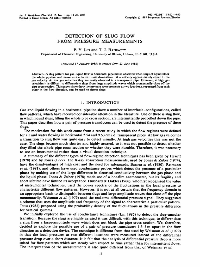 Detection of Slug Flow | PDF | Pressure | Phases Of Matter