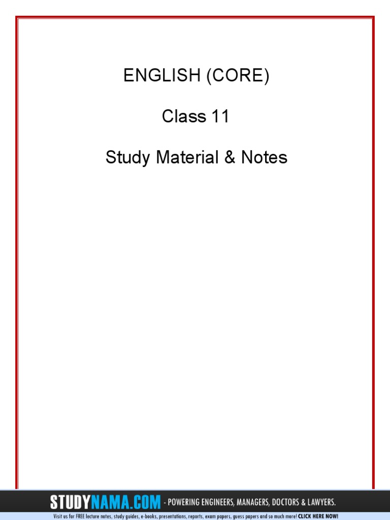 English Core - Class 11 Notes and Study Material PDF | PDF | Vegetables ...