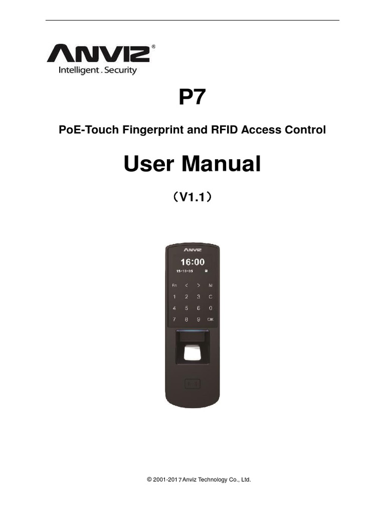 Anviz - P7 - User Manual - V1.1 - EN | PDF | Ip Address | Access Control