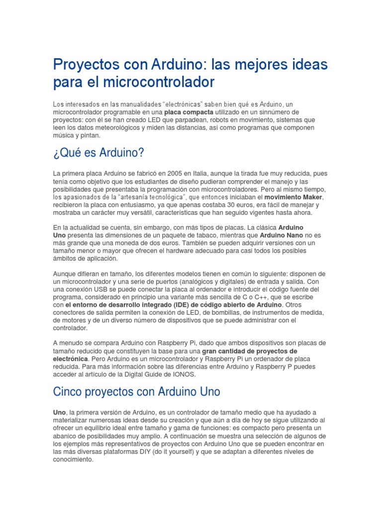 Proyectos Con Arduino | PDF | Arduino | Microcontrolador
