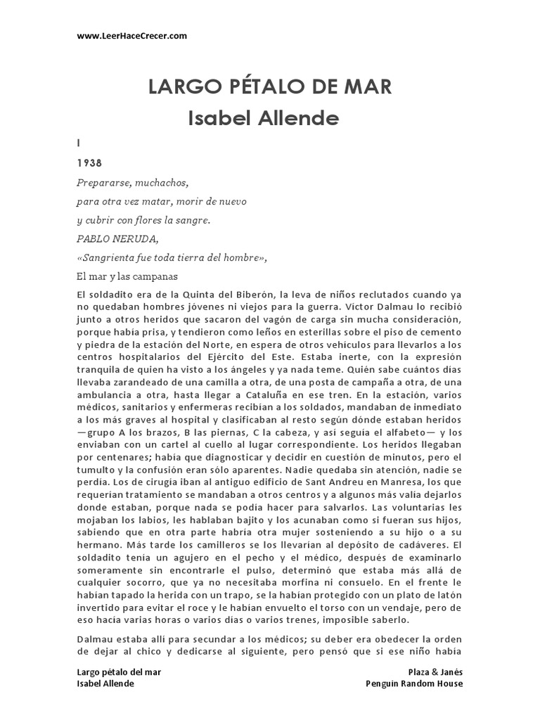 Resumen de "Largo pétalo de mar" | PDF | Medicina