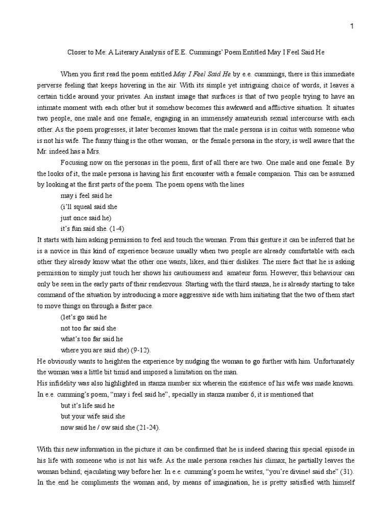 Closer To Me - A Literary Analysis of E.E. Cummings' Poem Entitled May ...
