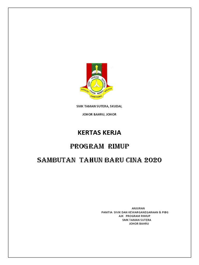 KERTAS KERRJA RIMUP 2020 THN Baru Cina | PDF