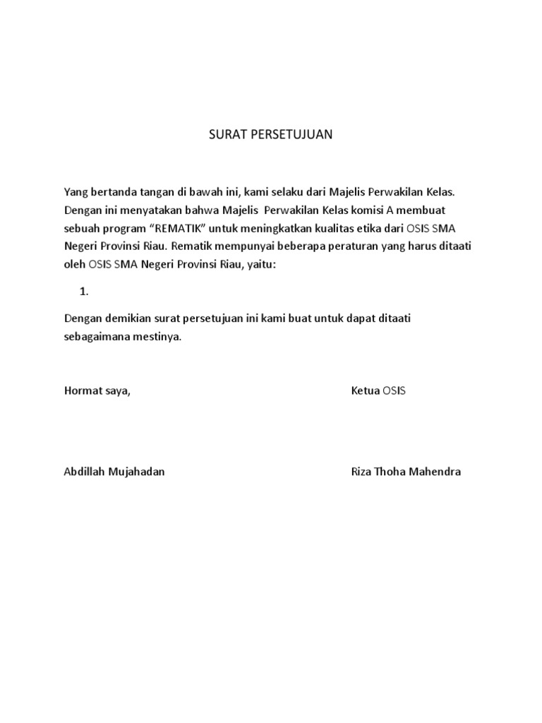 Surat Persetujuan | PDF