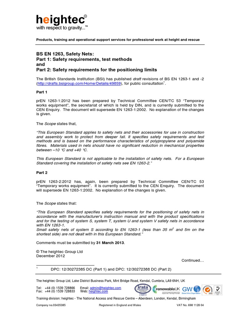 BS en 1263 Part 1 and Part 2 | Download Free PDF | Engineering | Evaluation