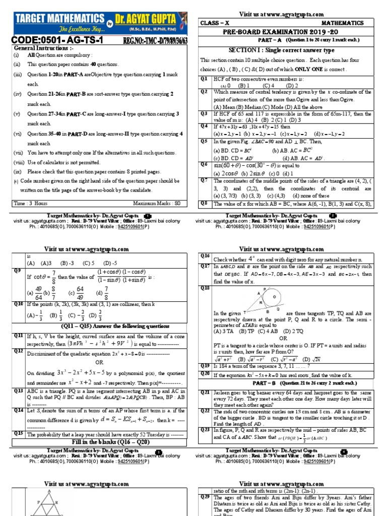 Cbse Class 10 Maths | PDF | Circle | Triangle