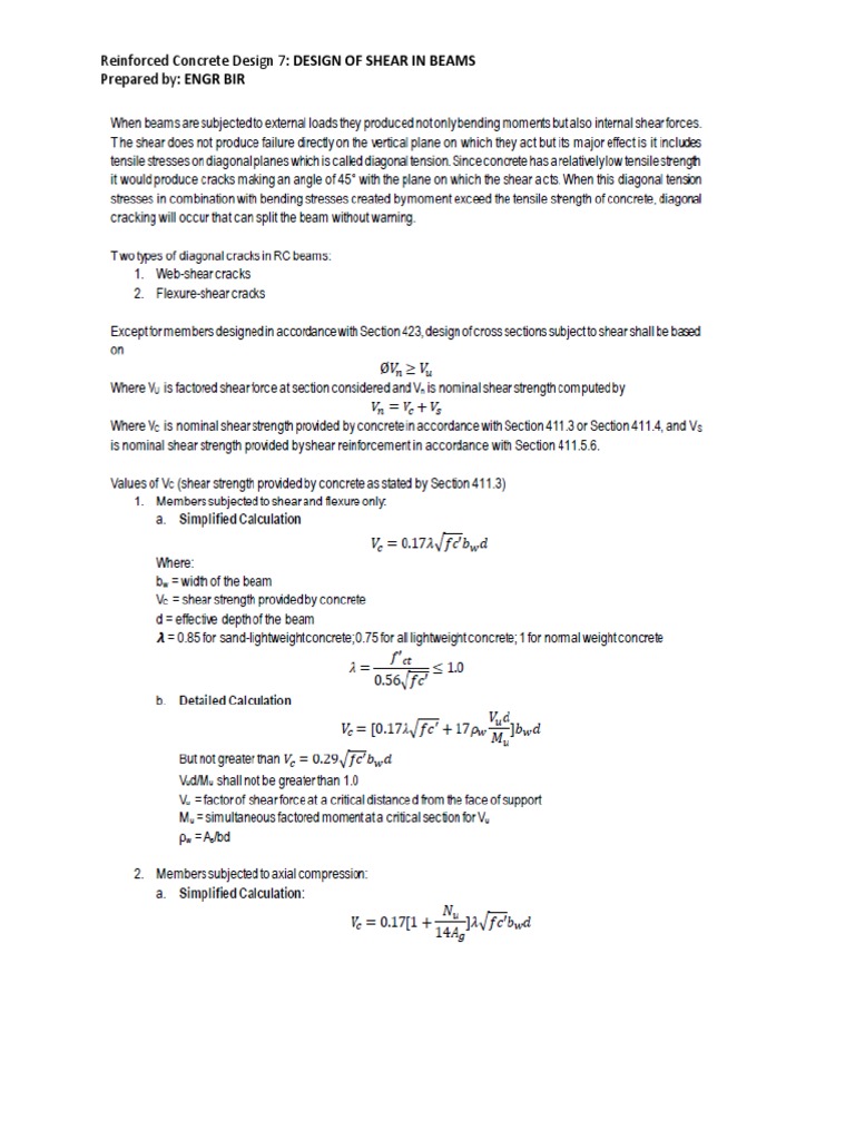 RCD 7 Shear in Beams 1 PDF | PDF