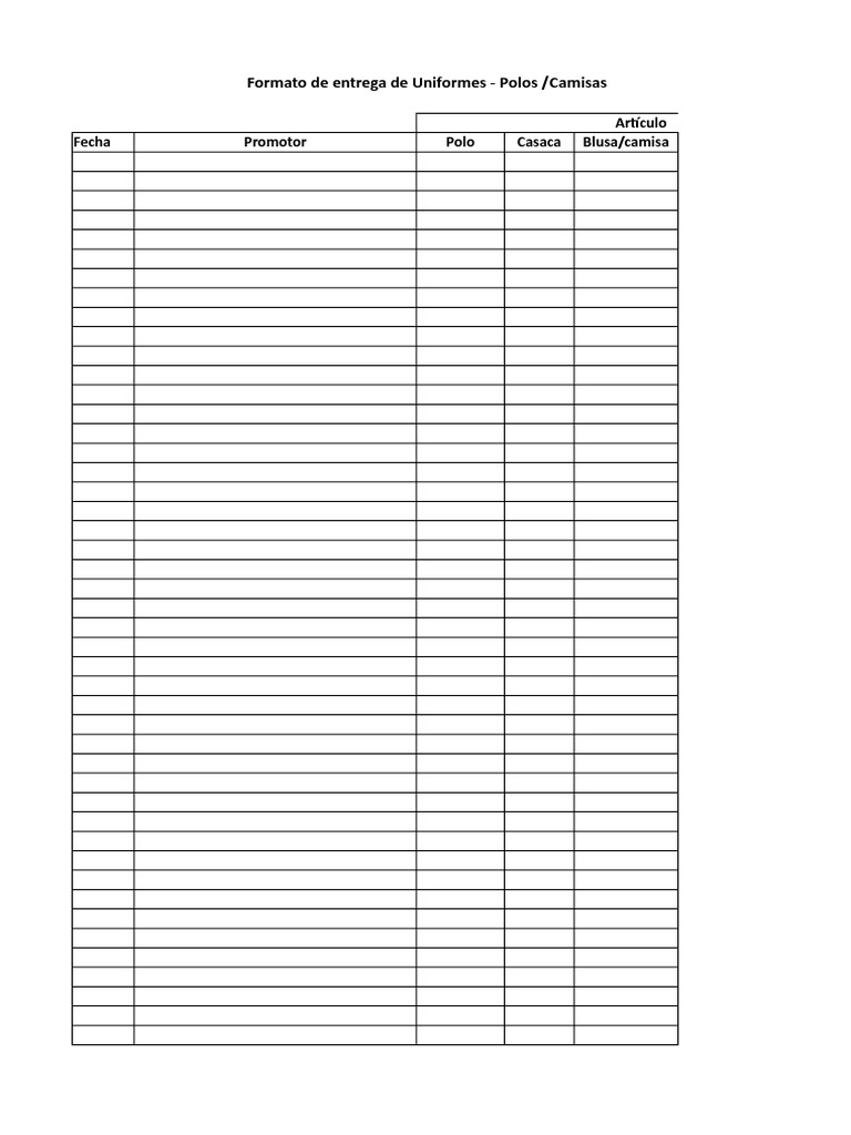 Formato Entrega de Uniformes | PDF