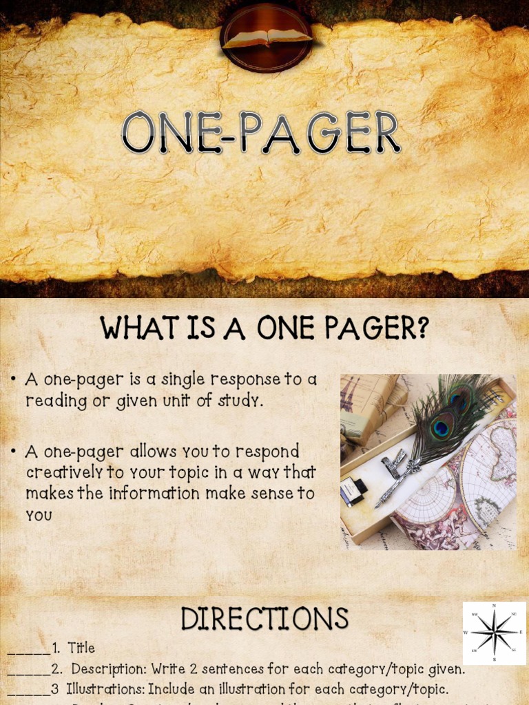 One Pager Directions-Intro PDF | PDF | Home & Garden | Art