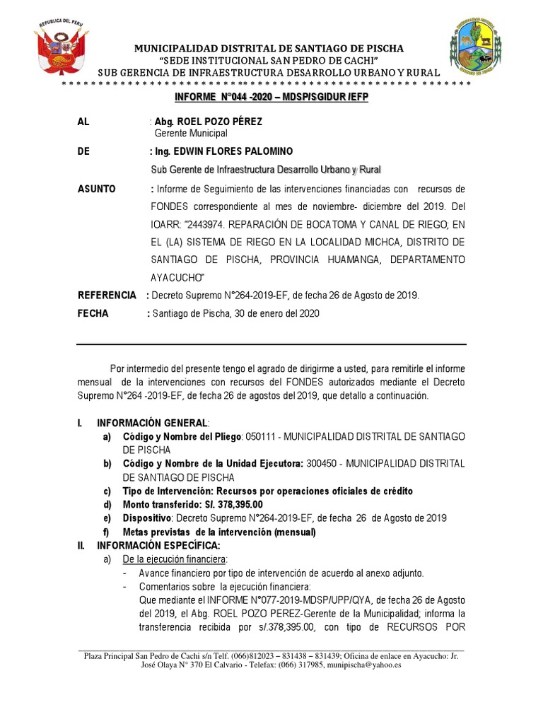 Informe-N°-044 - Michca | PDF | Gobierno