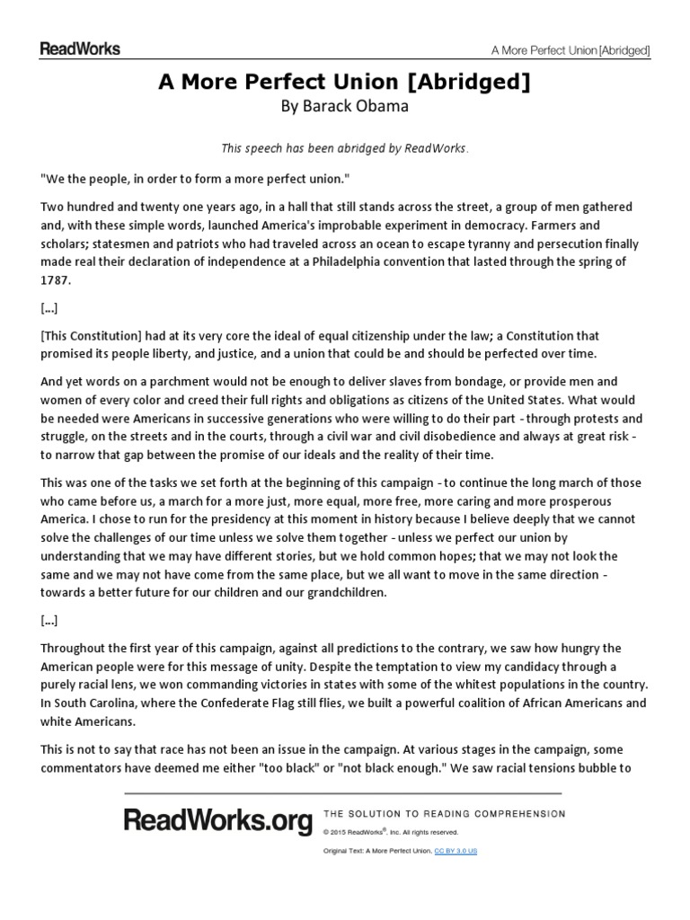 A More Perfect Union 13251 | PDF | Racial Segregation In The United ...