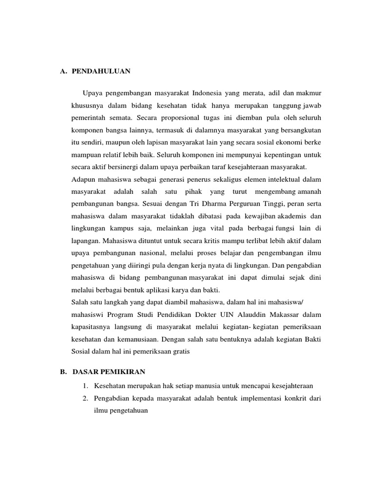 Proposal Baksos Pemeriksaan Kesehatan Gratis | PDF