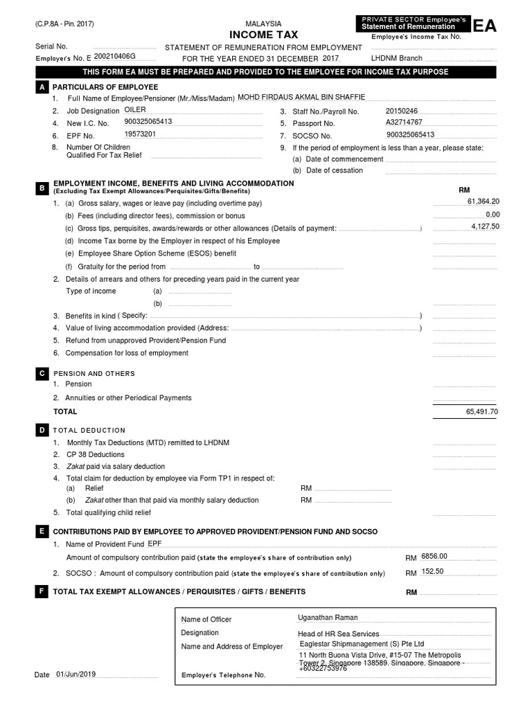 Ea Form 2018 PDF | PDF | Employee Benefits | Pension