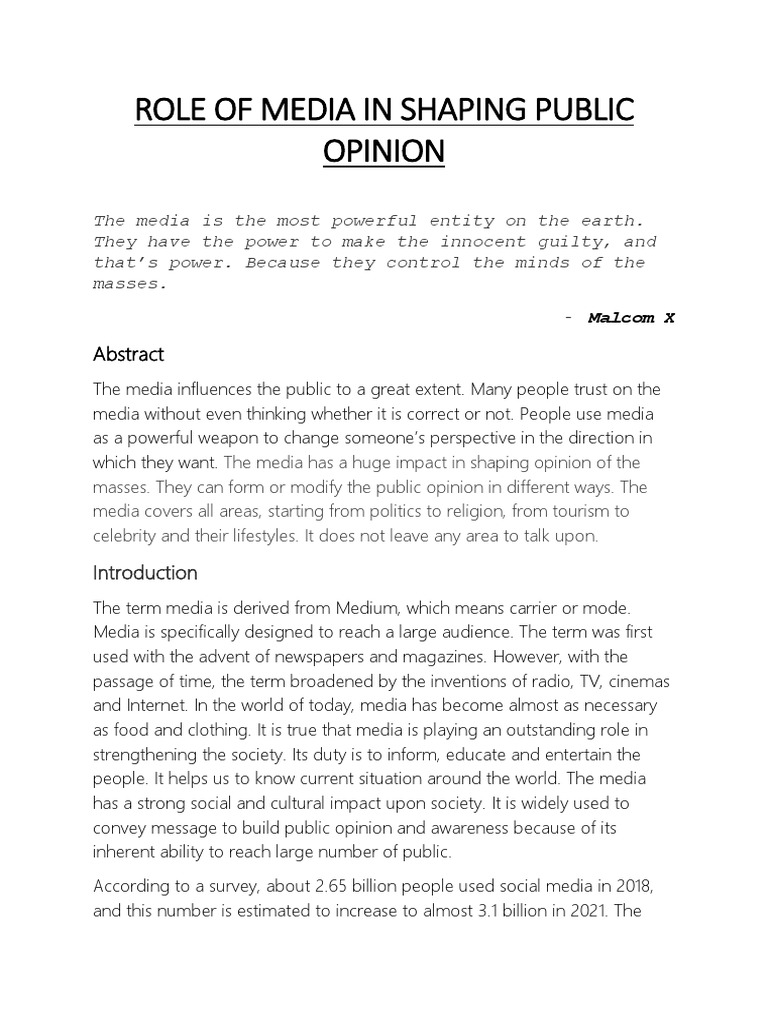 Media's Influence on Public Opinion | PDF | Mass Media | Social Media