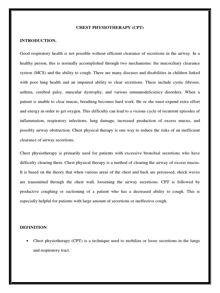 Chest Physiotherapy | PDF | Pulmonology | Respiratory System