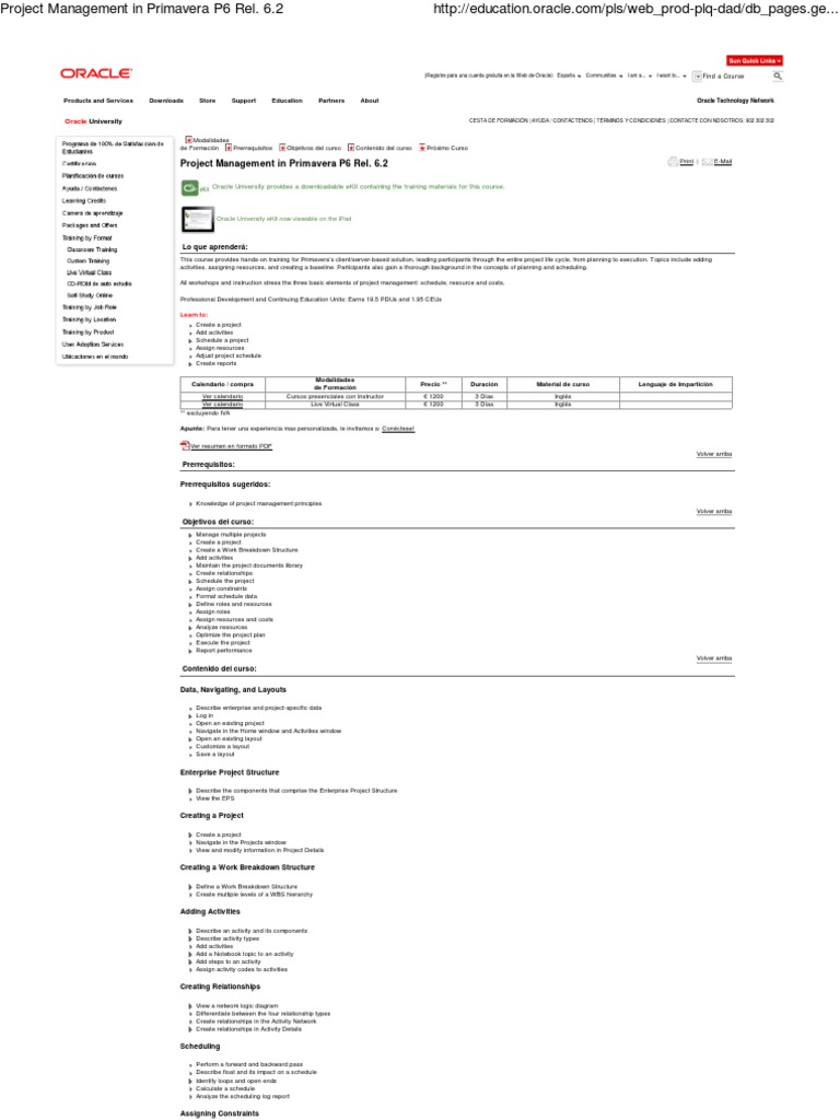 Primavera P6 Project Management Training | PDF | World Wide Web ...