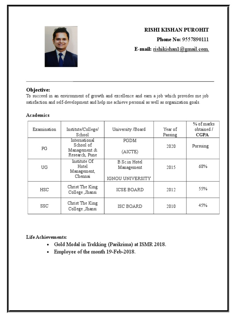 Sample Resume 1 - Copy RISHI KISHAN PUROHIT | PDF | Business