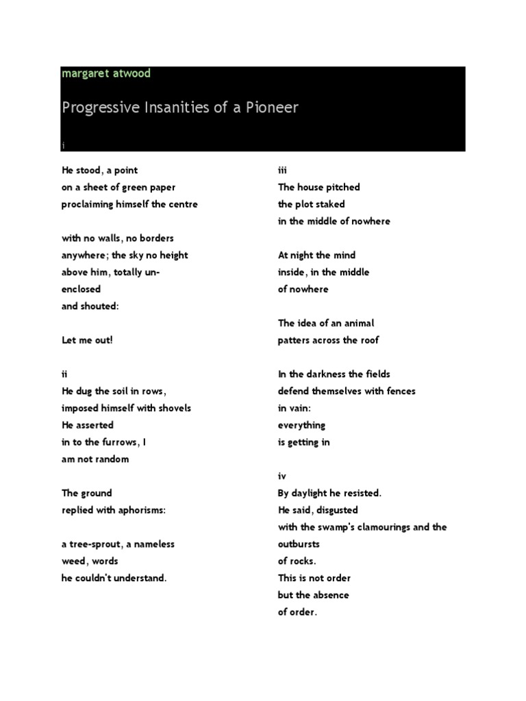 "Progressive Insanities of a Pioneer" Poem Analysis | PDF | Nature