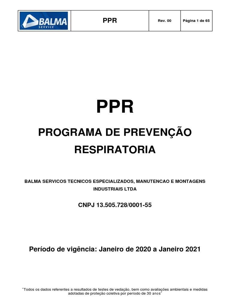 PPR Programa de Proteção Respiratória | PDF | Oxigênio | Humano