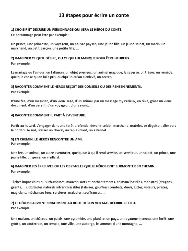 Écrire un conte en 13 étapes | PDF | Fées | Loisirs