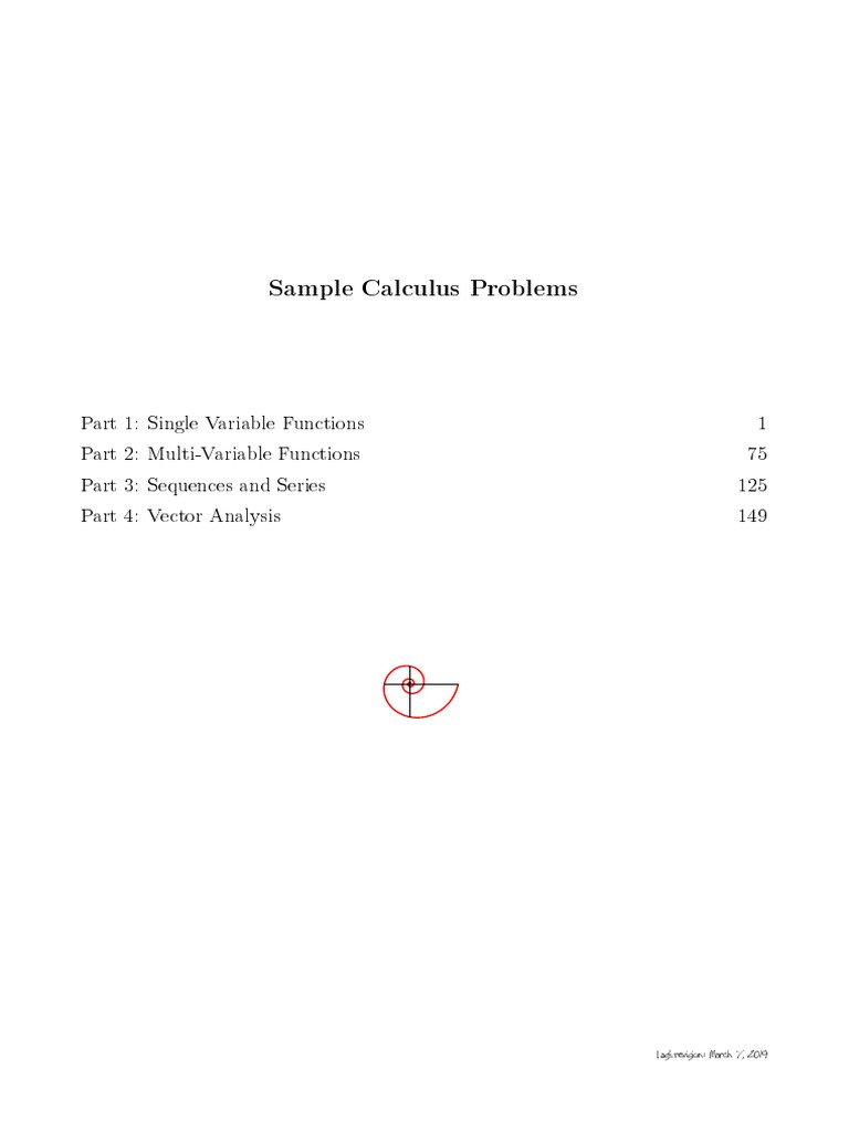 Sample Calculus Problems | PDF | Pi | Tangent