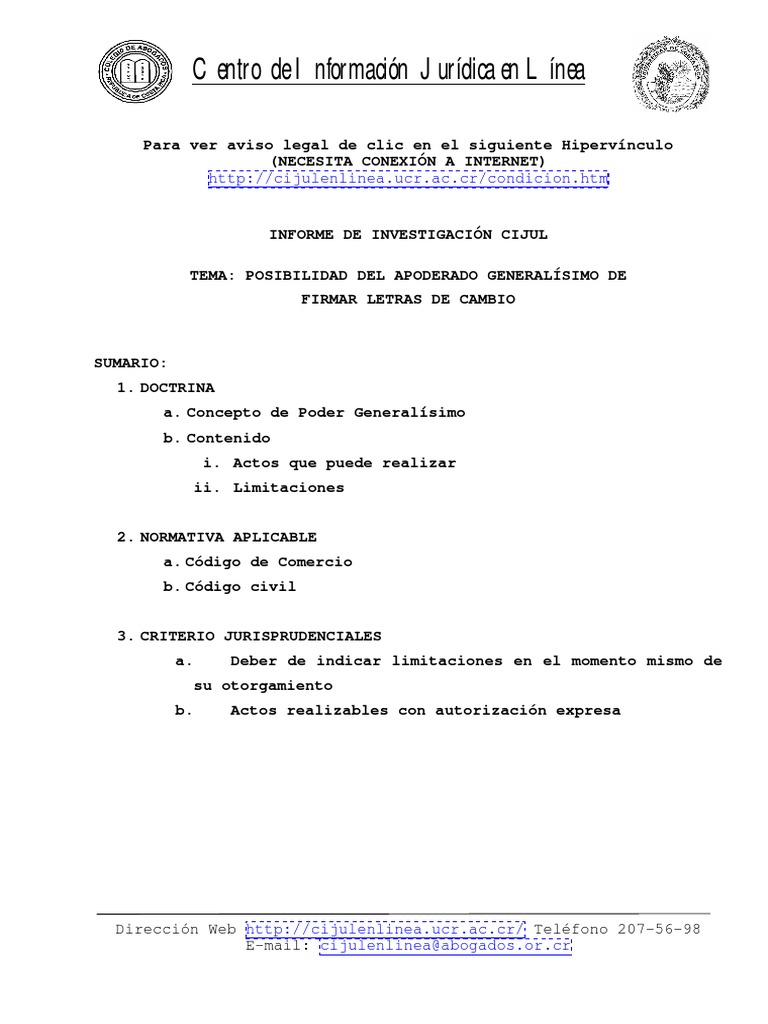 Posibilidad Del Apoderado Generalisimo de Firmar Letras de Cambio | PDF | Pagaré | Propiedad
