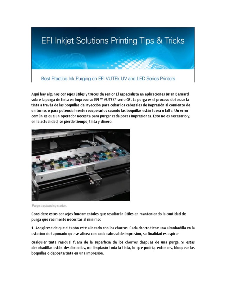 EFI VUTEk Best Practice Ink Purging Printing Tips | PDF | Tinta ...