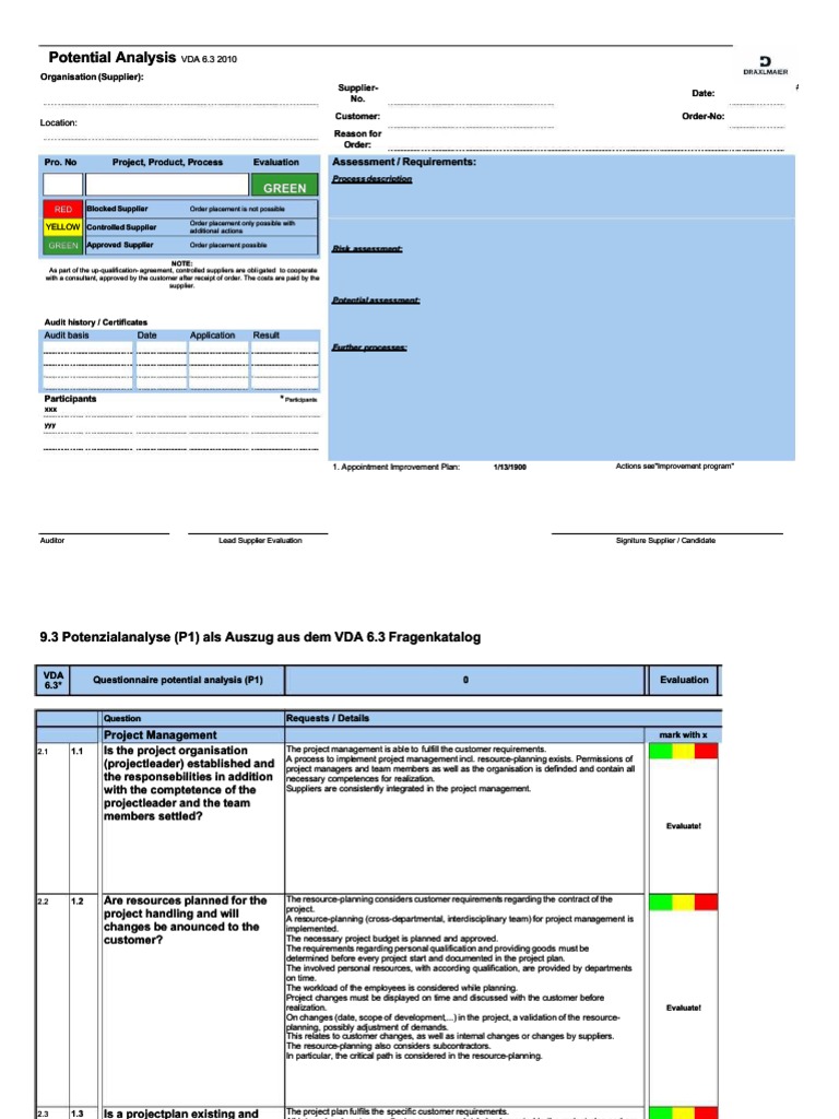 Vda Potential Analysis PDF | PDF | Business