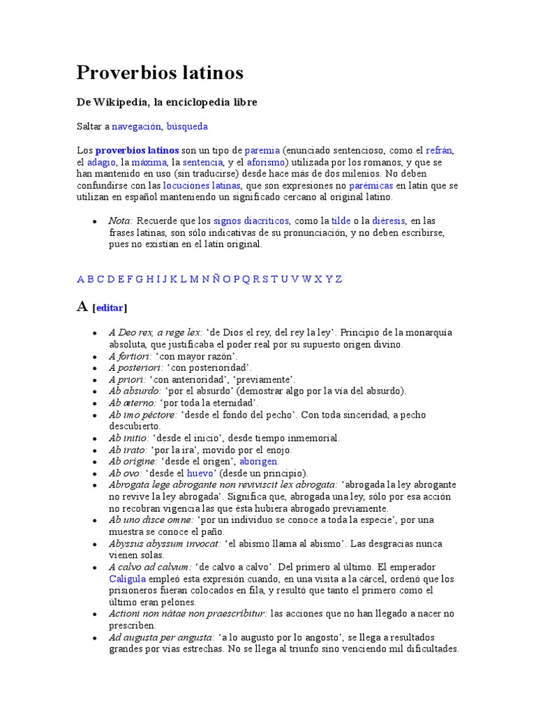 Proverbios Latinos: Significado y Uso | PDF | Wikipedia | Religión y ...