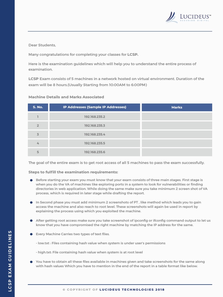 LCSP Exam Guidelines | PDF | Screenshot | Superuser