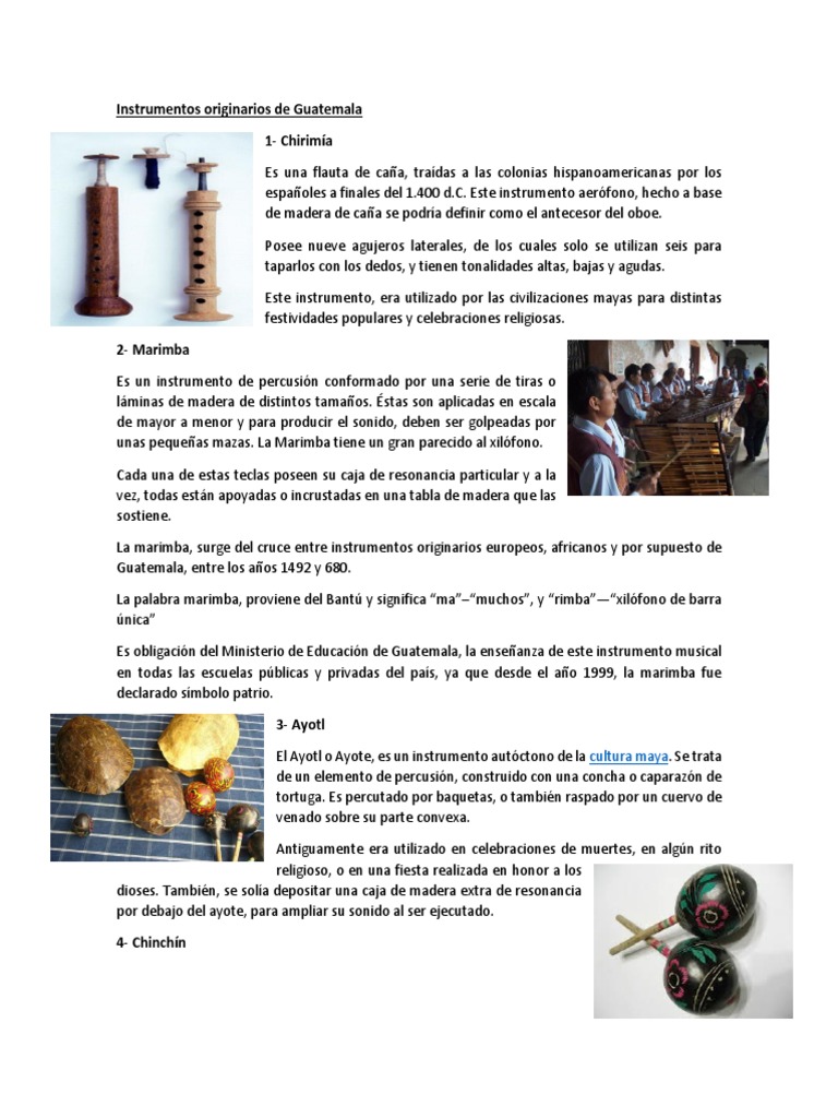 Instrumentos Originarios de Guatemala | PDF | Instrumentos musicales ...