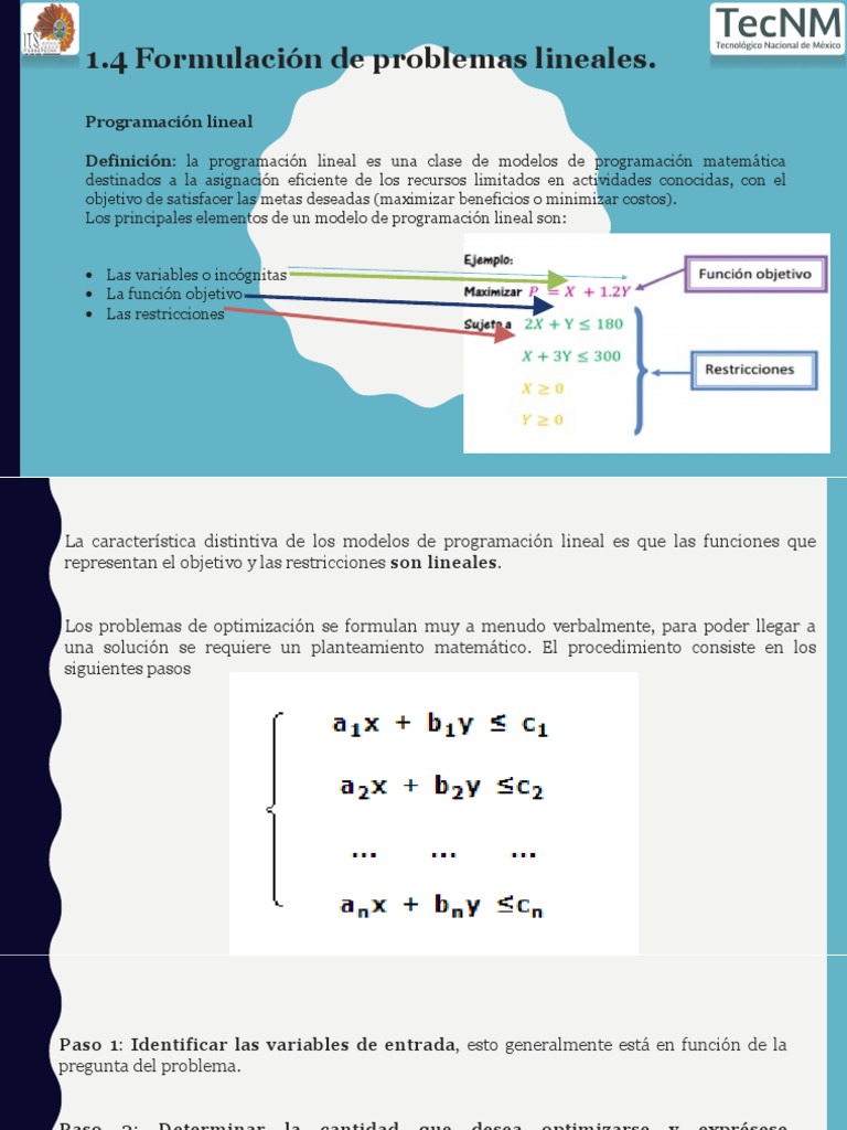 Formulacion de Problemas Del Metodo Simplex | PDF | Programación lineal | Optimización Matemática