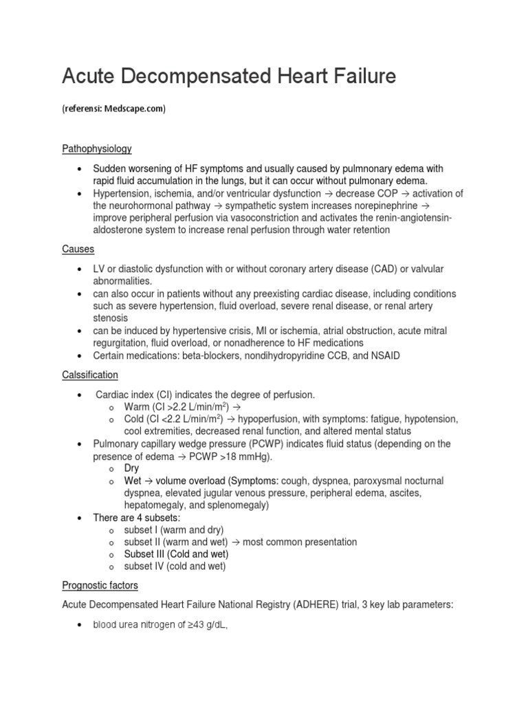 Note by Izza - Acute Decompensated Heart Failure | PDF | Blood Pressure ...
