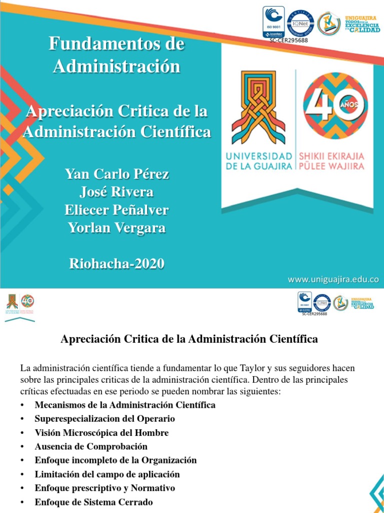 Apreciacion Critica de La Admon Cientifica | Descargar gratis PDF | Método científico ...