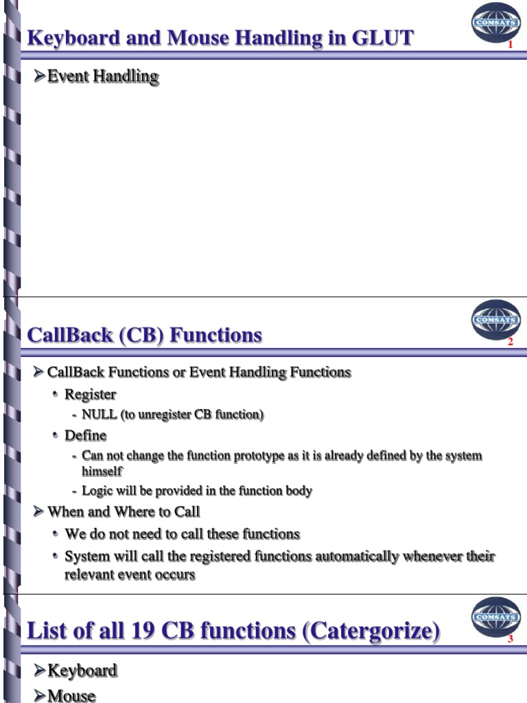 3 Opengl Keyboard And Mouse Pdf Subroutine Parameter Computer Programming 