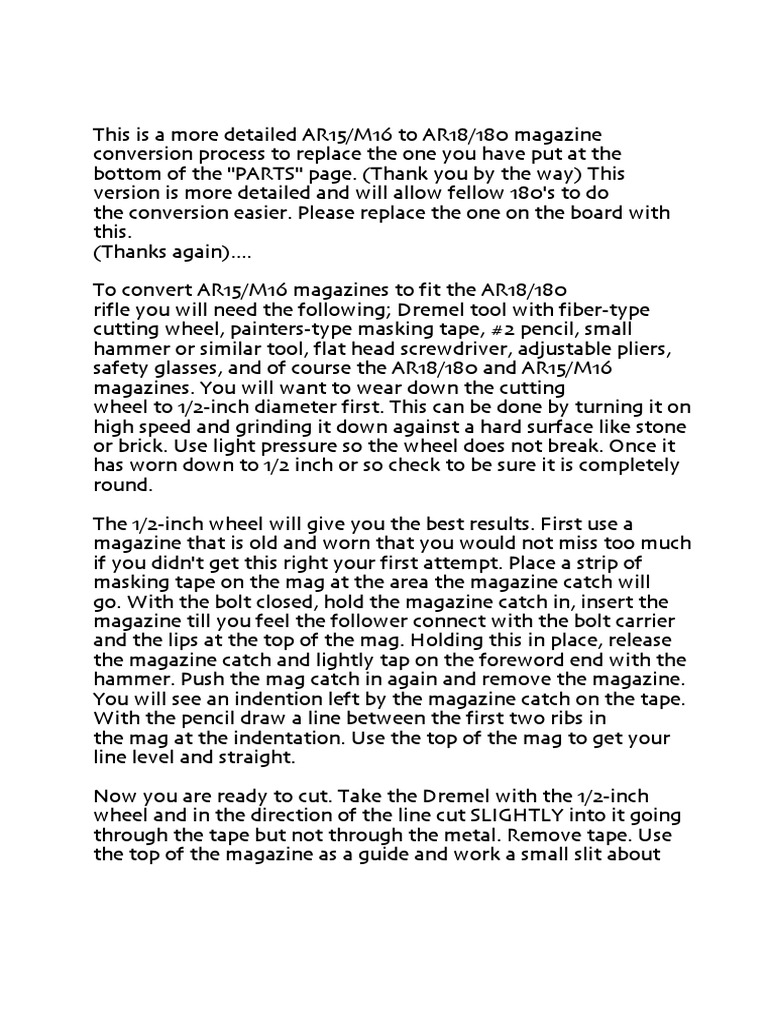 AR-15 To AR-180 Magazine Conversion | Download Free PDF | Magazine ...