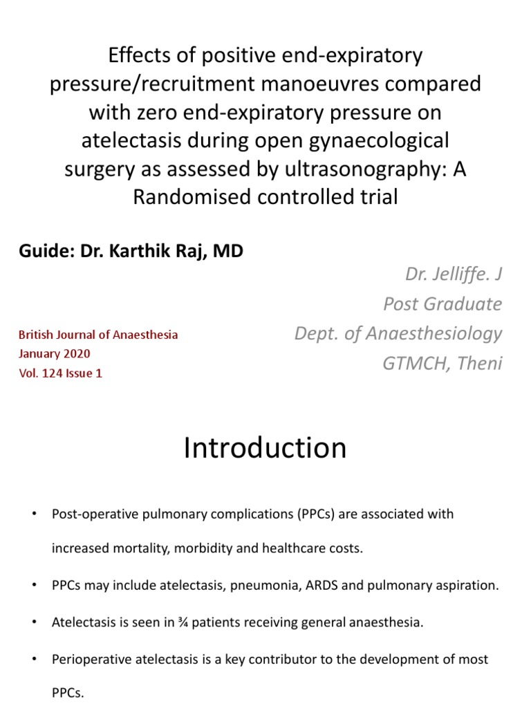 Intra-Operative PEEP Vs ZEEP | PDF | Anesthesia | Lung