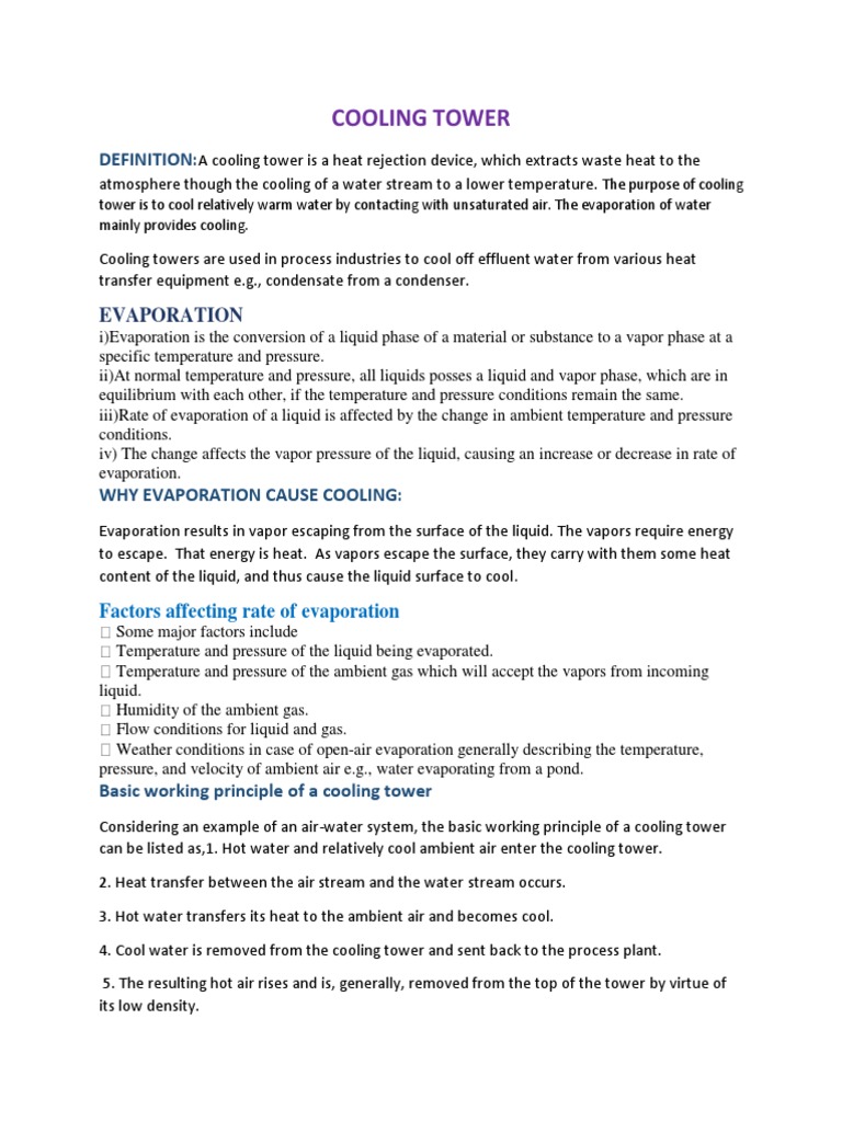 Cooling Tower | PDF | Evaporation | Heat Transfer