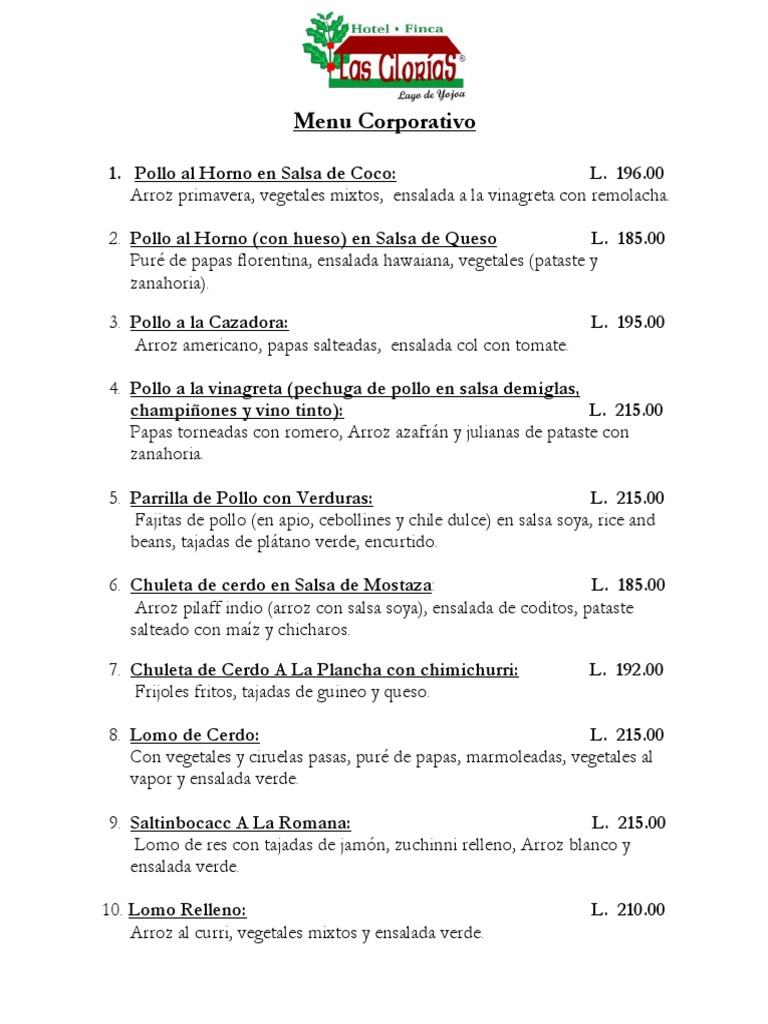 Menu Corporativo | Descargar gratis PDF | filete | ensalada