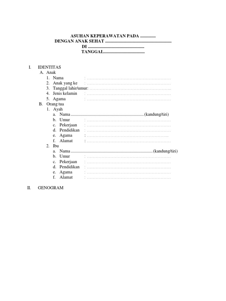 Form Askep Anak Sehat (Puskesmas) | PDF