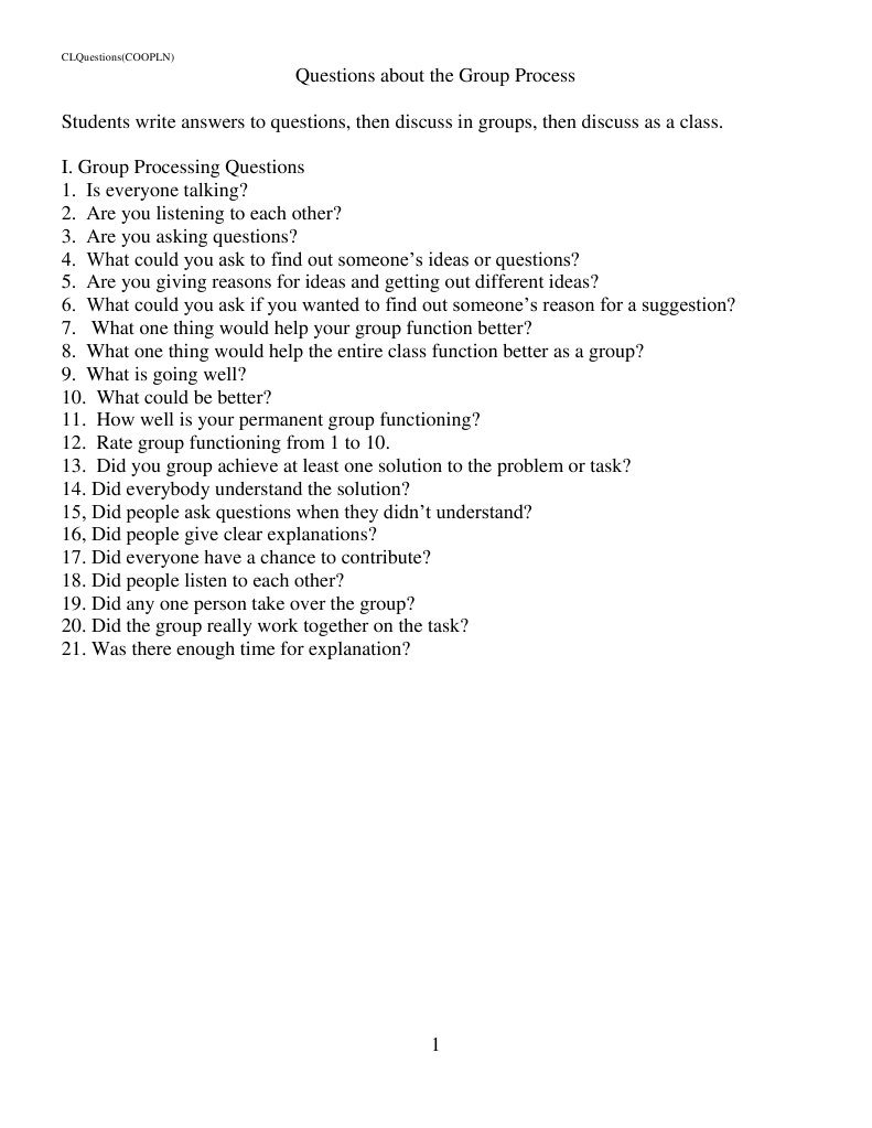 Questions About The Group Process | PDF | Career & Growth