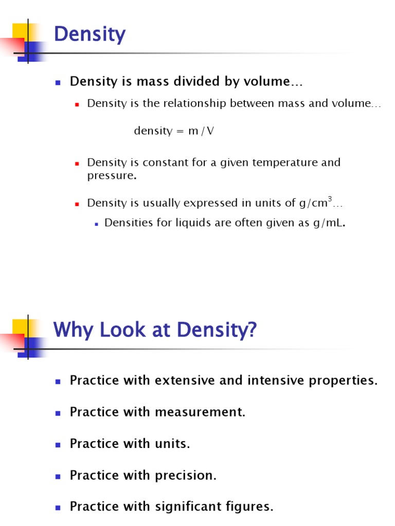 CHE 121 - Experiment 01 - Density | PDF | Density | Weighing Scale