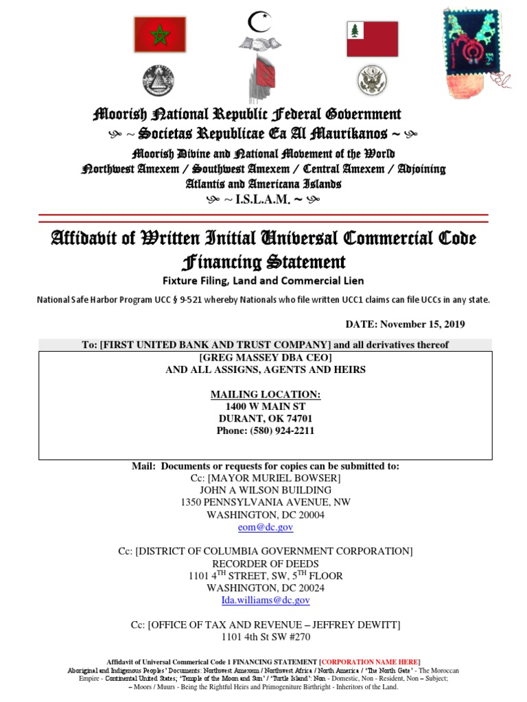 Macn-A006 - Affidavit of Universal Commercial Code 1 Financing ...